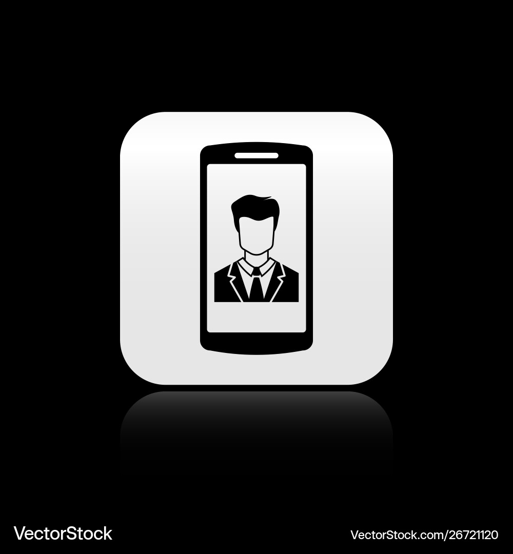 Black smartphone with contact on screen icon Vector Image
