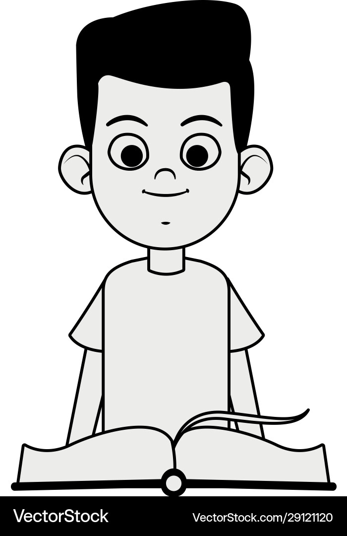 Cartoon boy with academic book flat design Vector Image