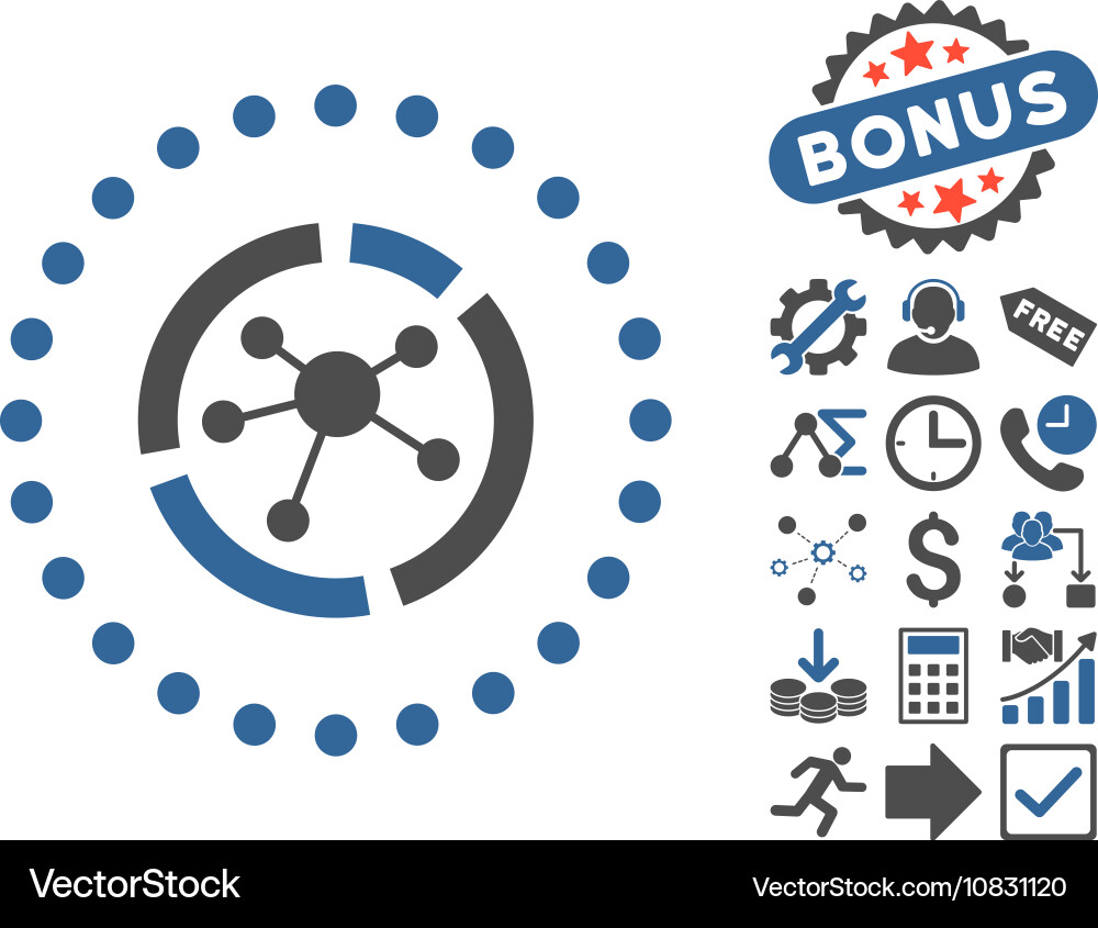 Connections diagram flat icon with bonus Vector Image