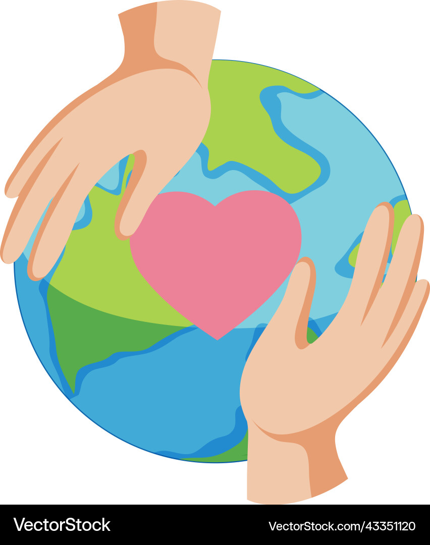 Earth globe symbol with heart Royalty Free Vector Image