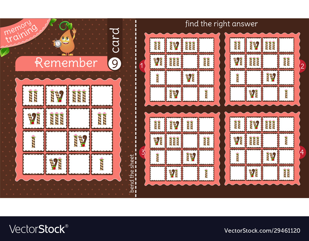 Find numbers right answer memory Royalty Free Vector Image