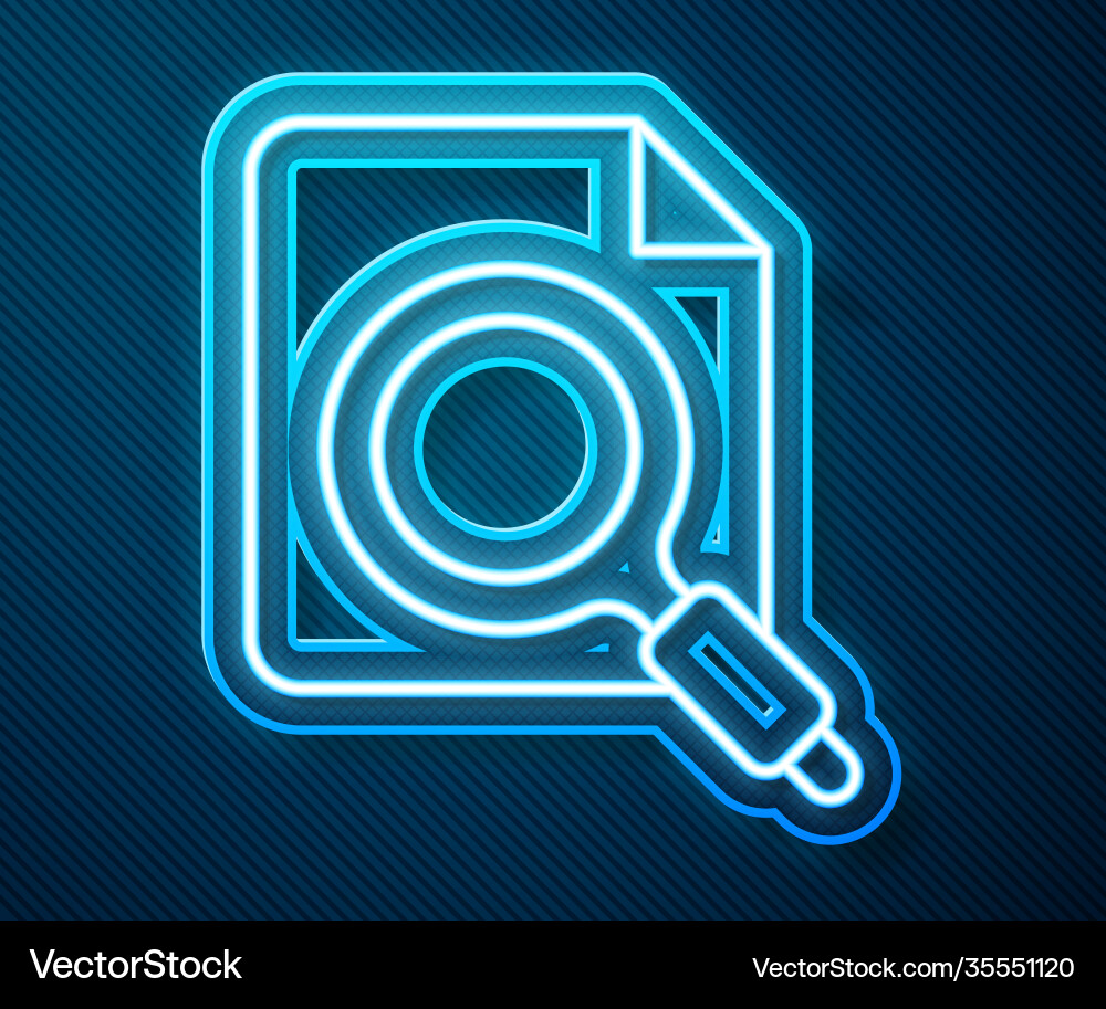 Glowing neon line search concept with folder icon Vector Image