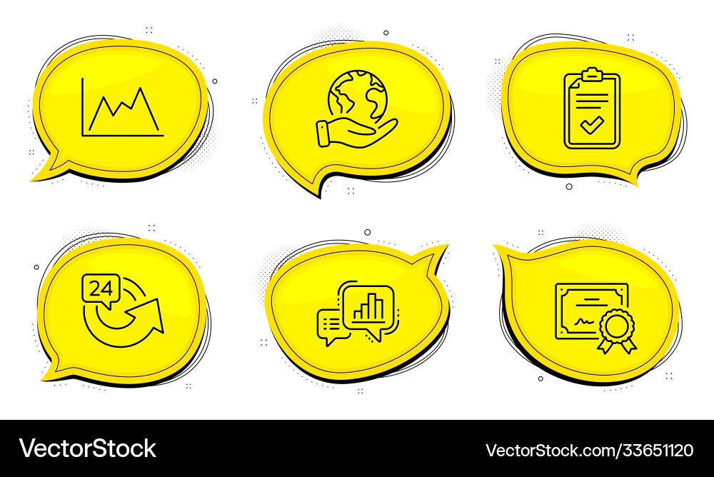 Graph chart 24 hours and diagram icons set Vector Image