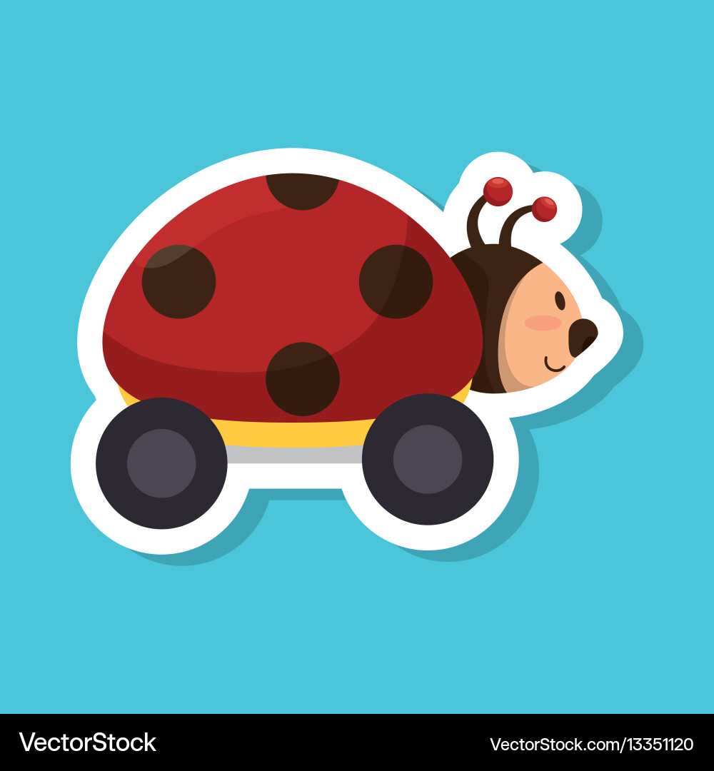 Ladybug with wheels baby toy Royalty Free Vector Image