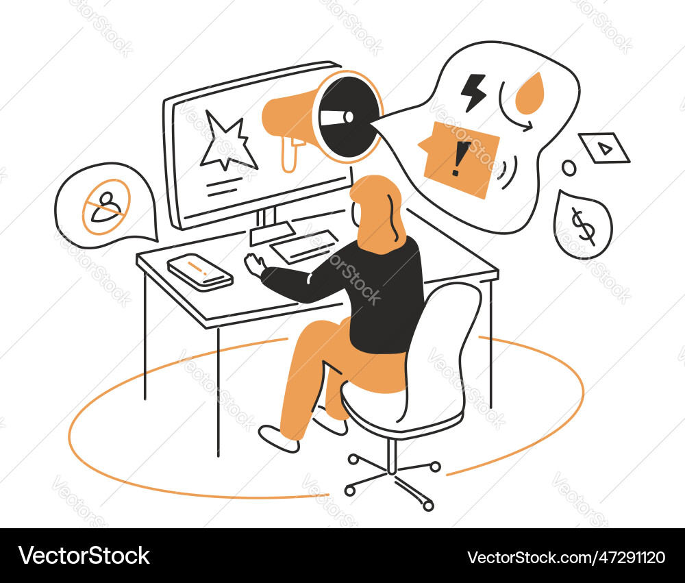 Media warfare - modern line design style isometric