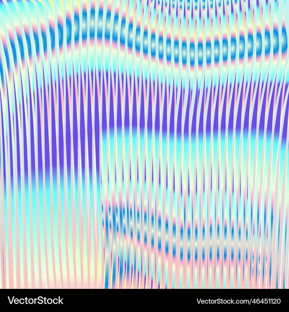 Neon holographic geometric texture with wavy Vector Image