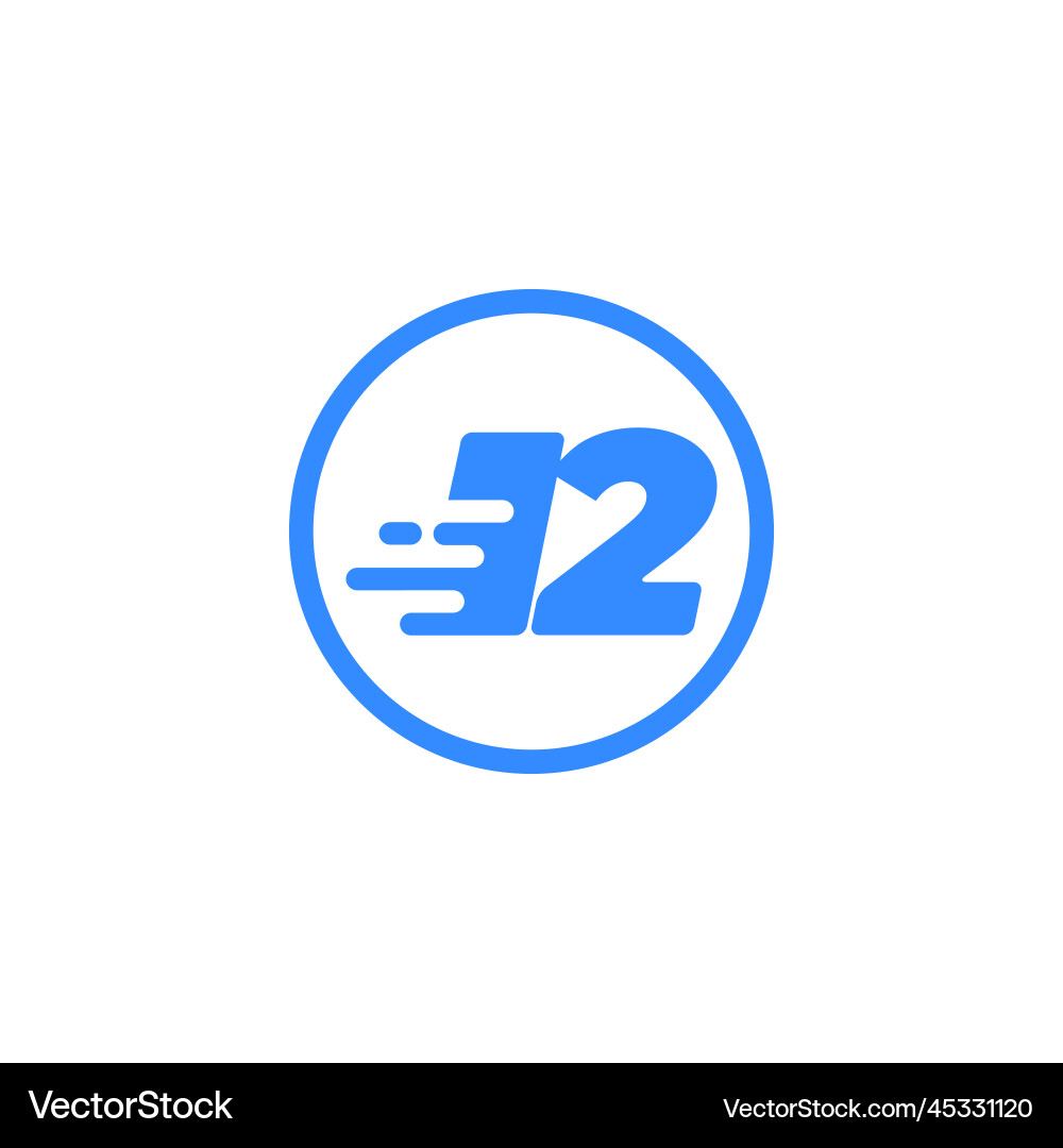 Number 12 fast tech modern icon logo Royalty Free Vector