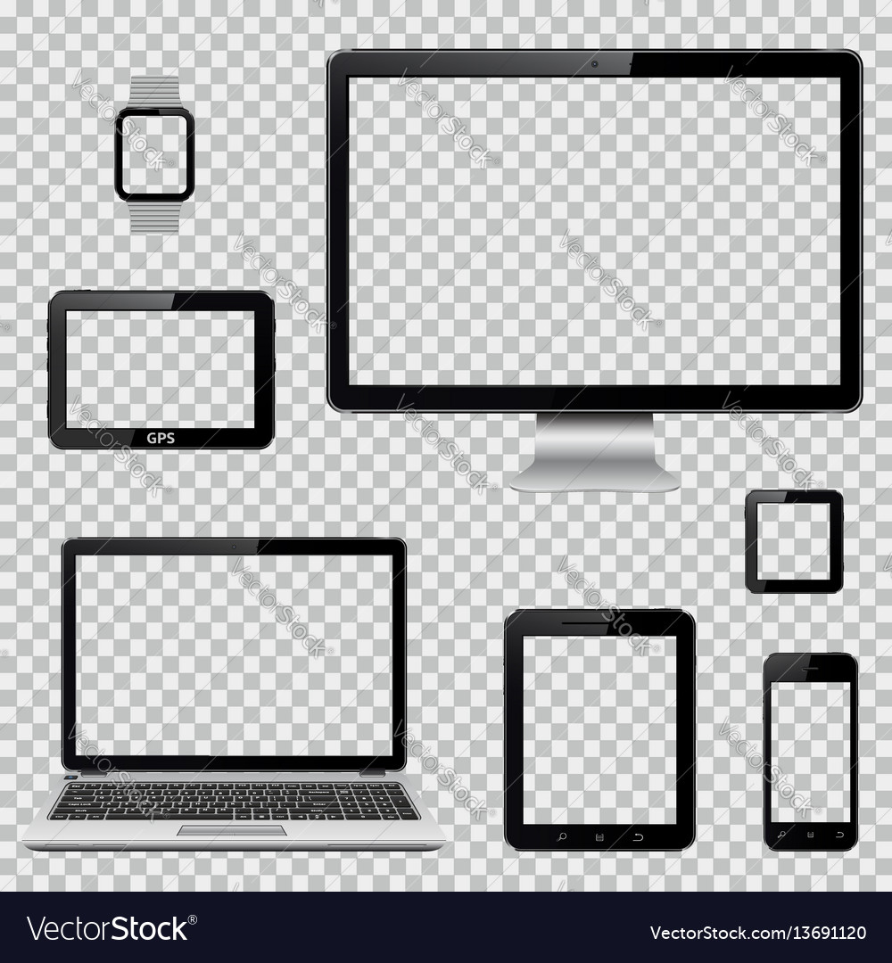 Set of realistic computer monitor laptop tablet Vector Image Set of realistic computer monitor laptop tablet Vector Image