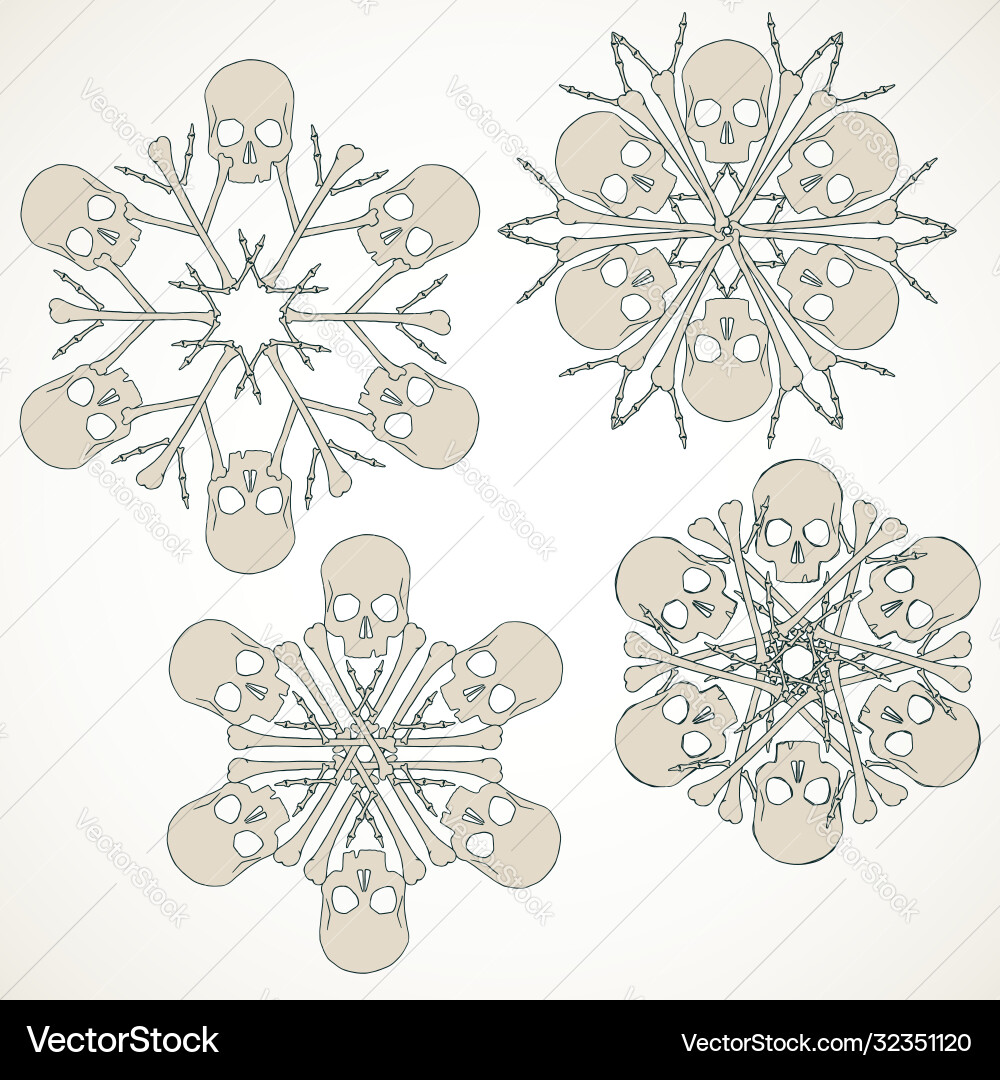 Skulls and bones jolly snowflakes Royalty Free Vector Image
