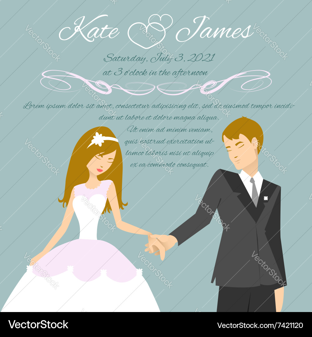 Wedding couple for invitation card Royalty Free Vector Image