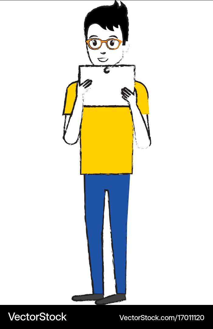 Young man with tablet avatar character Royalty Free Vector