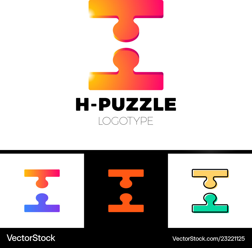 3d h letter logo icon template in negative space Vector Image