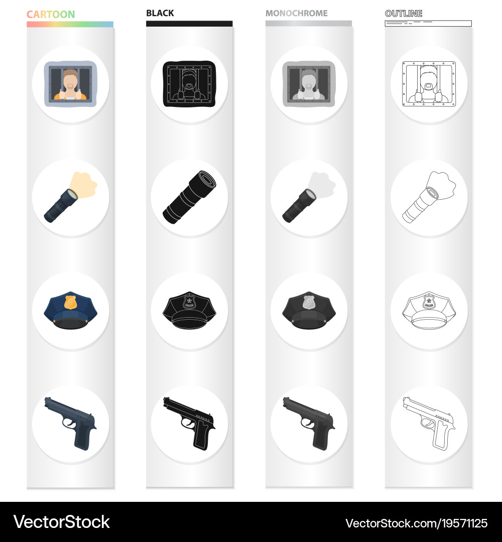 A criminal in prison flashlight police cap Vector Image