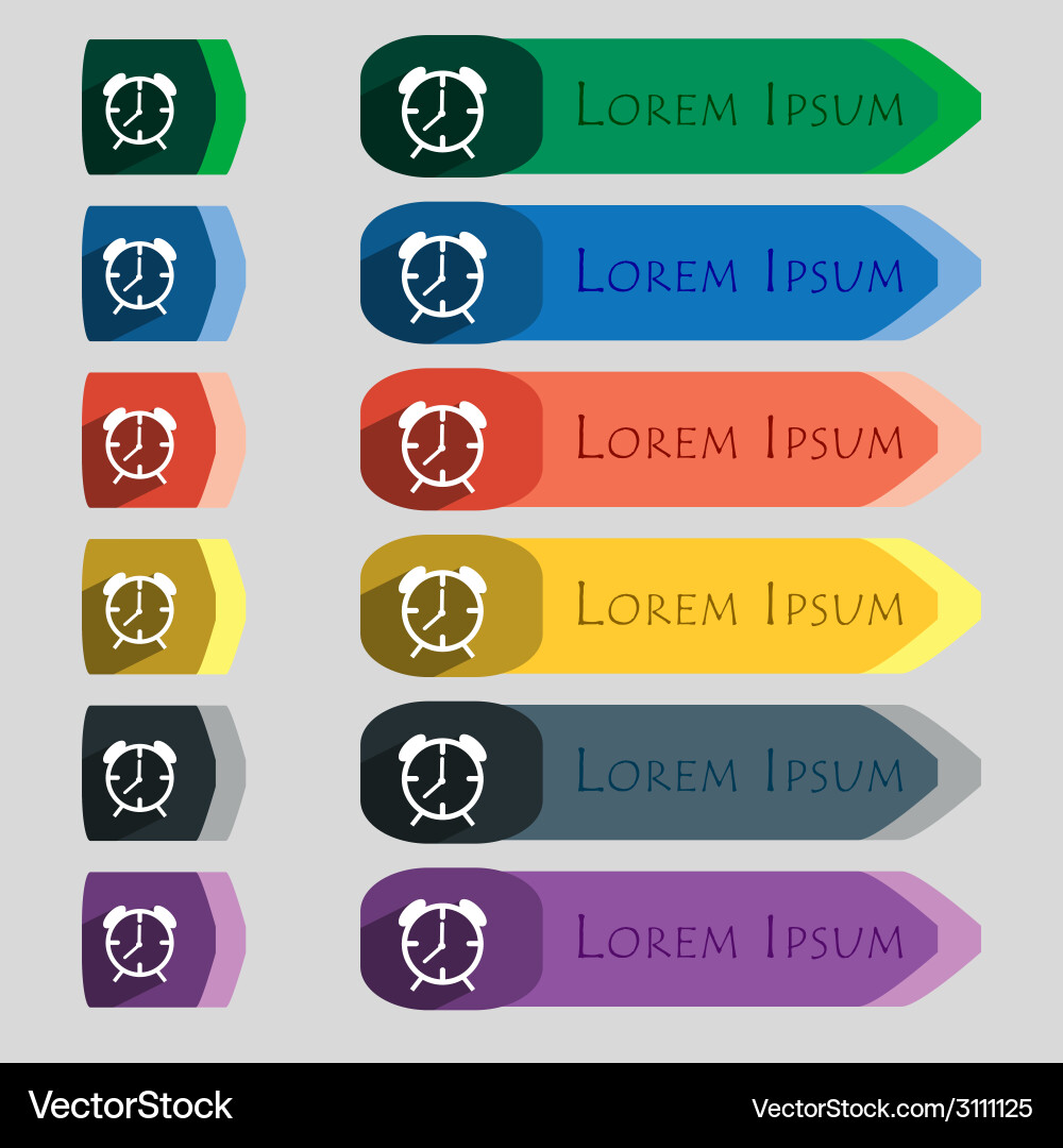 Alarm clock sign icon wake up symbol set Vector Image