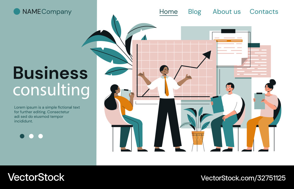 Business consulting page template Royalty Free Vector Image