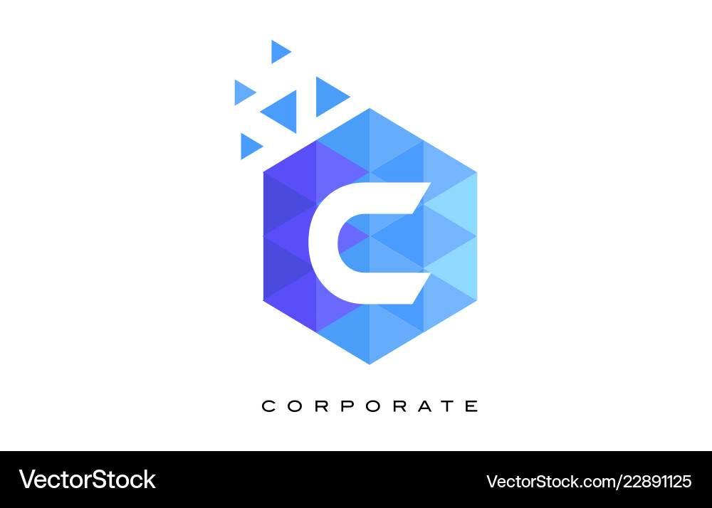 C blue hexagonal letter logo design with mosaic Vector Image