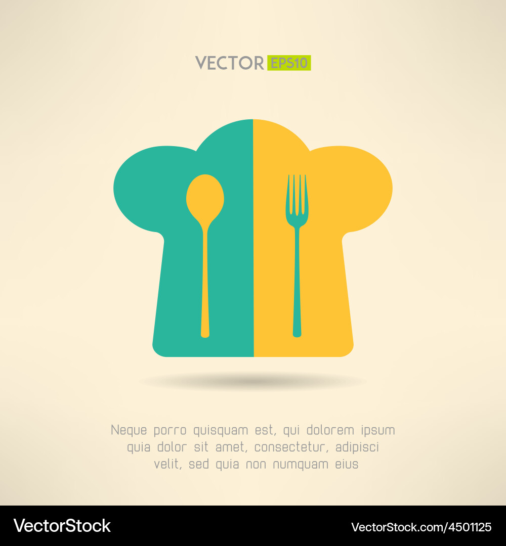 Chief cook hat icon with fork and spoon in simple Vector Image
