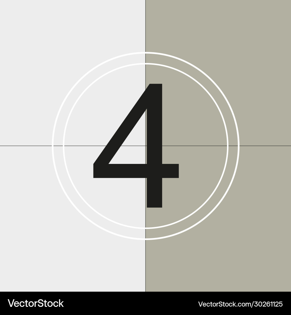 Classic movie countdown frame at number four Vector Image