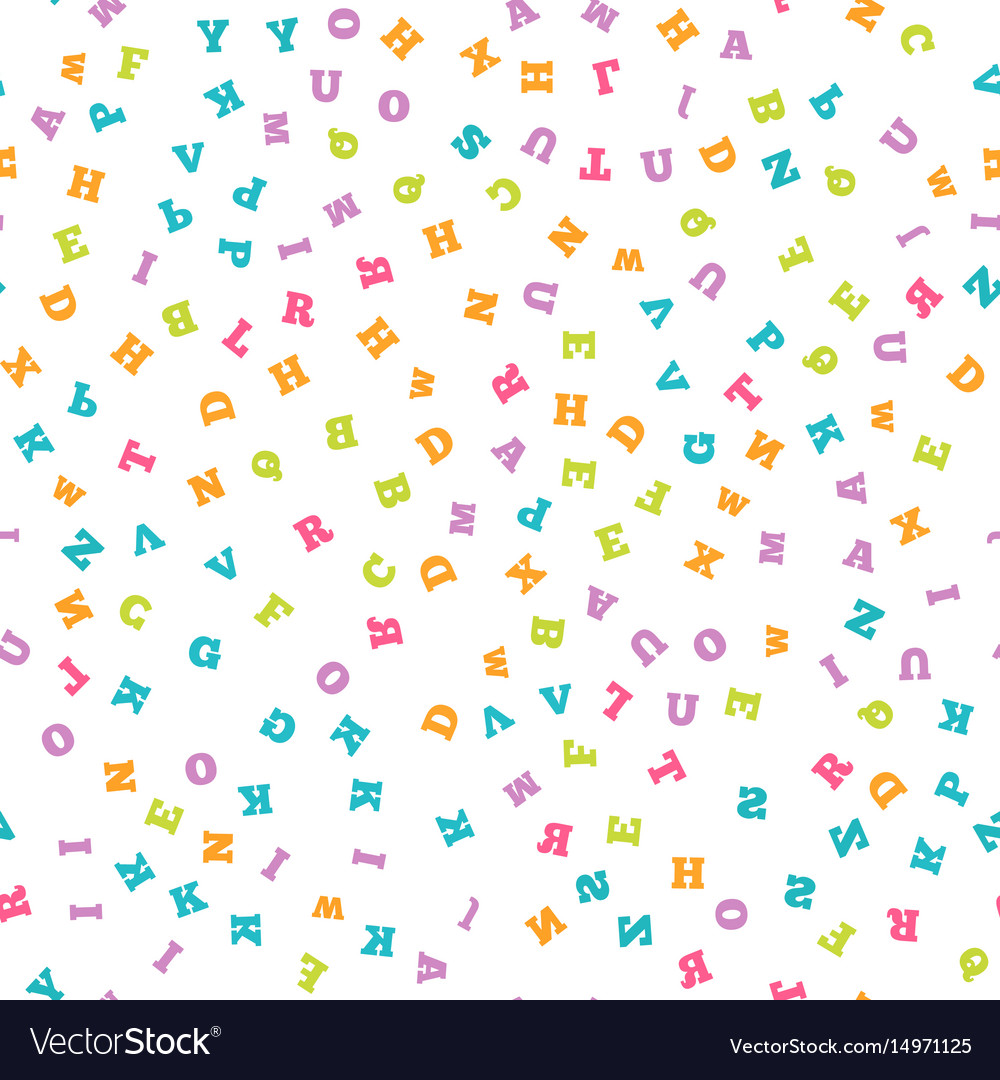 Colorful letter seamless pattern on white Vector Image Colorful letter seamless pattern on white Vector Image