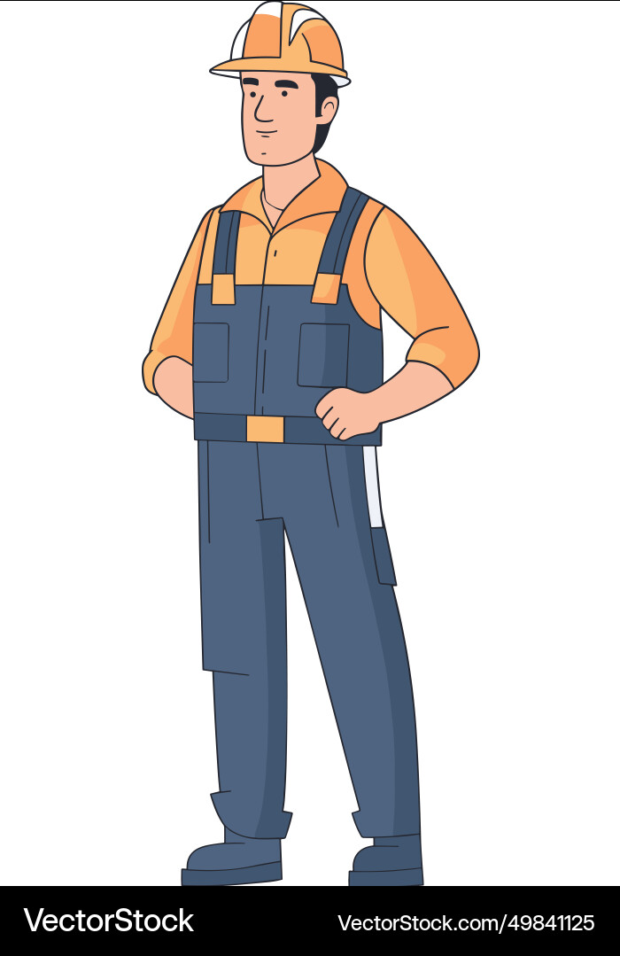Construction worker standing confidently Vector Image