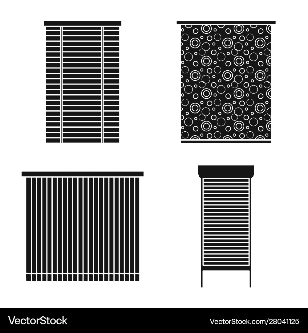 Curtain and shutters black icon set Royalty Free Vector