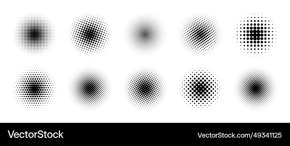 Halftone gradient circles collection dots Vector Image