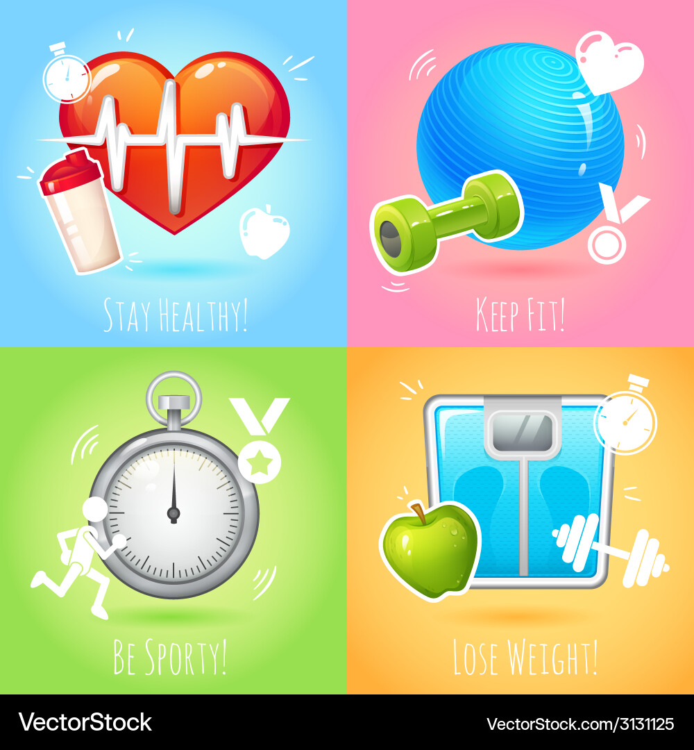 Healthy lifestyle set Royalty Free Vector Image