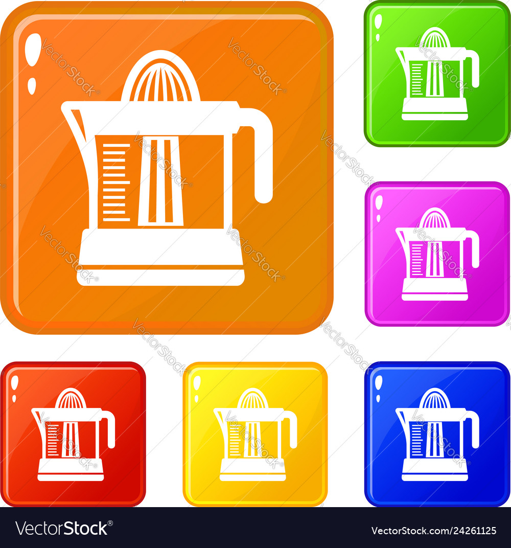 Juicer icons set color Royalty Free Vector Image