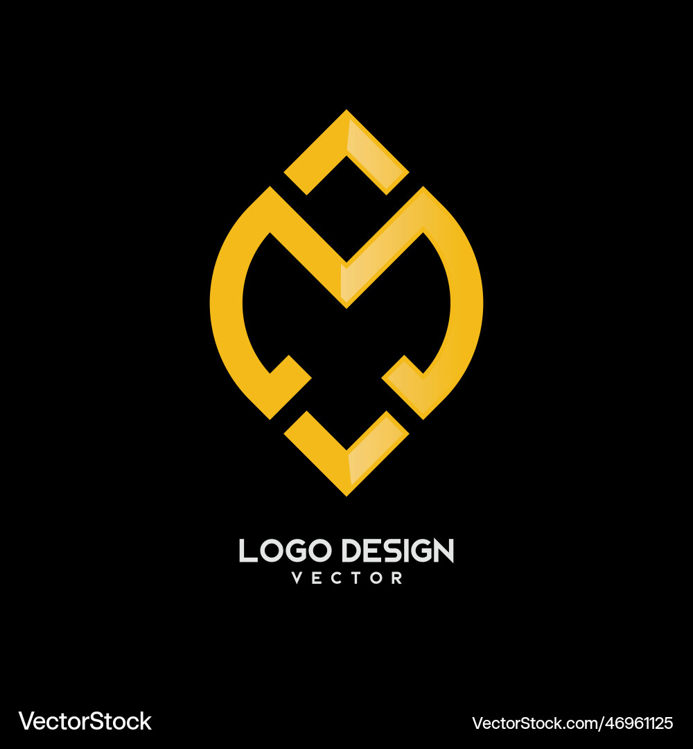 M symbol gold monogram logo design Royalty Free Vector Image