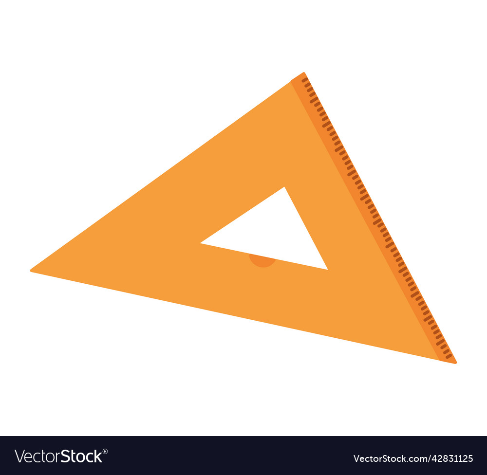 Orange triangular ruler Royalty Free Vector Image