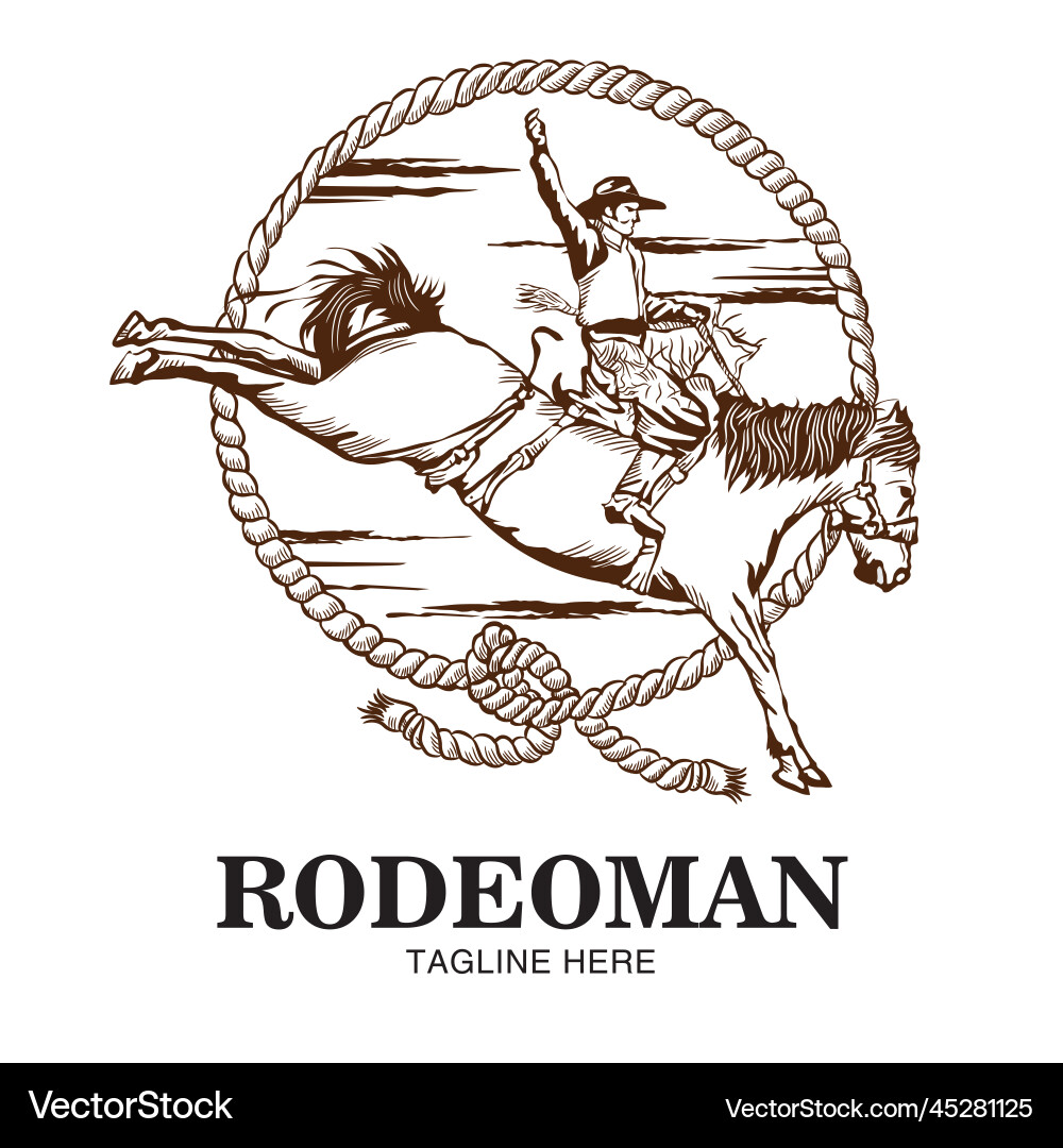 Rodeo man in hand drawn style Royalty Free Vector Image