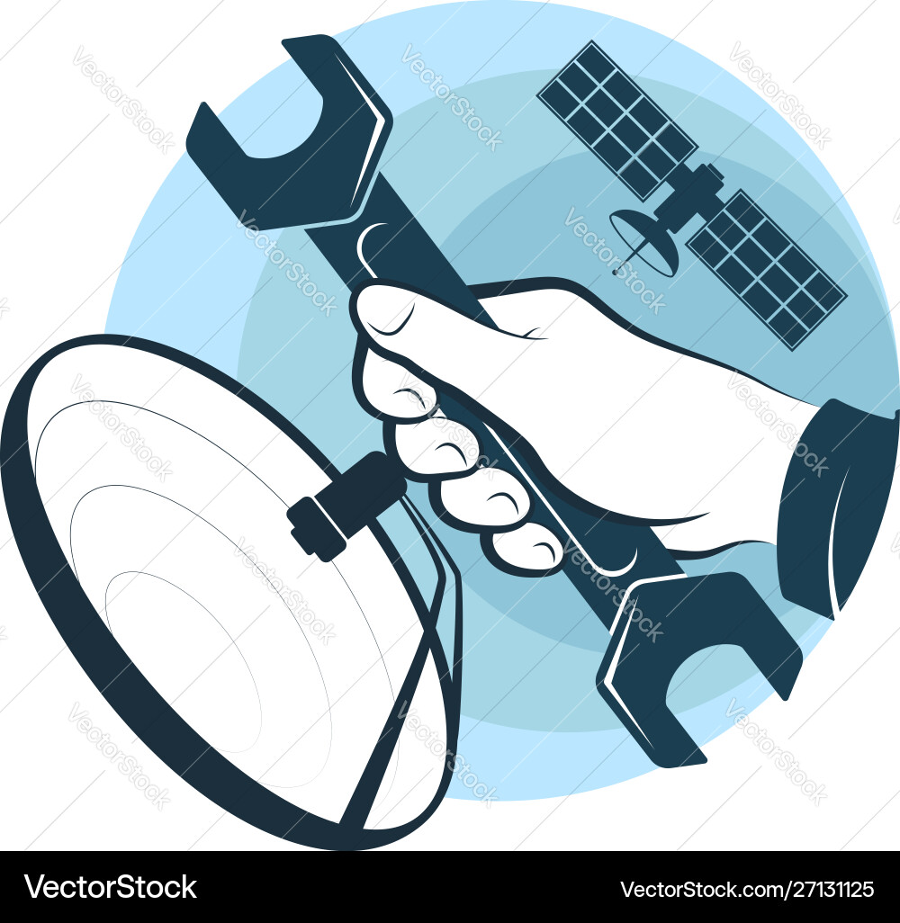 Satellite dish installation and repair Royalty Free Vector