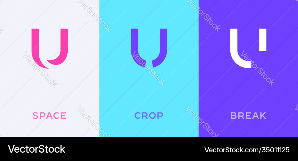 Set letter u minimal logo icon design template Vector Image
