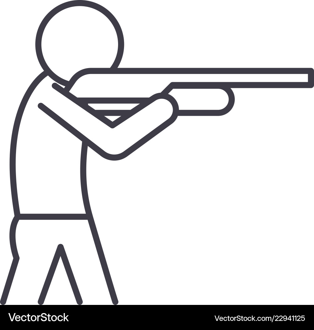 Shooting a gun line icon concept a gun Royalty Free Vector