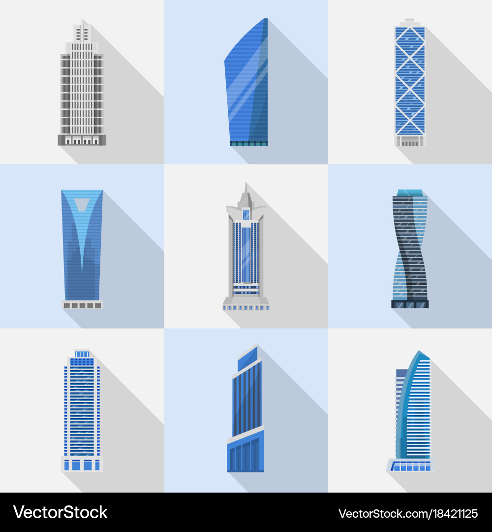 Skyscrapers set isolated icons Royalty Free Vector Image