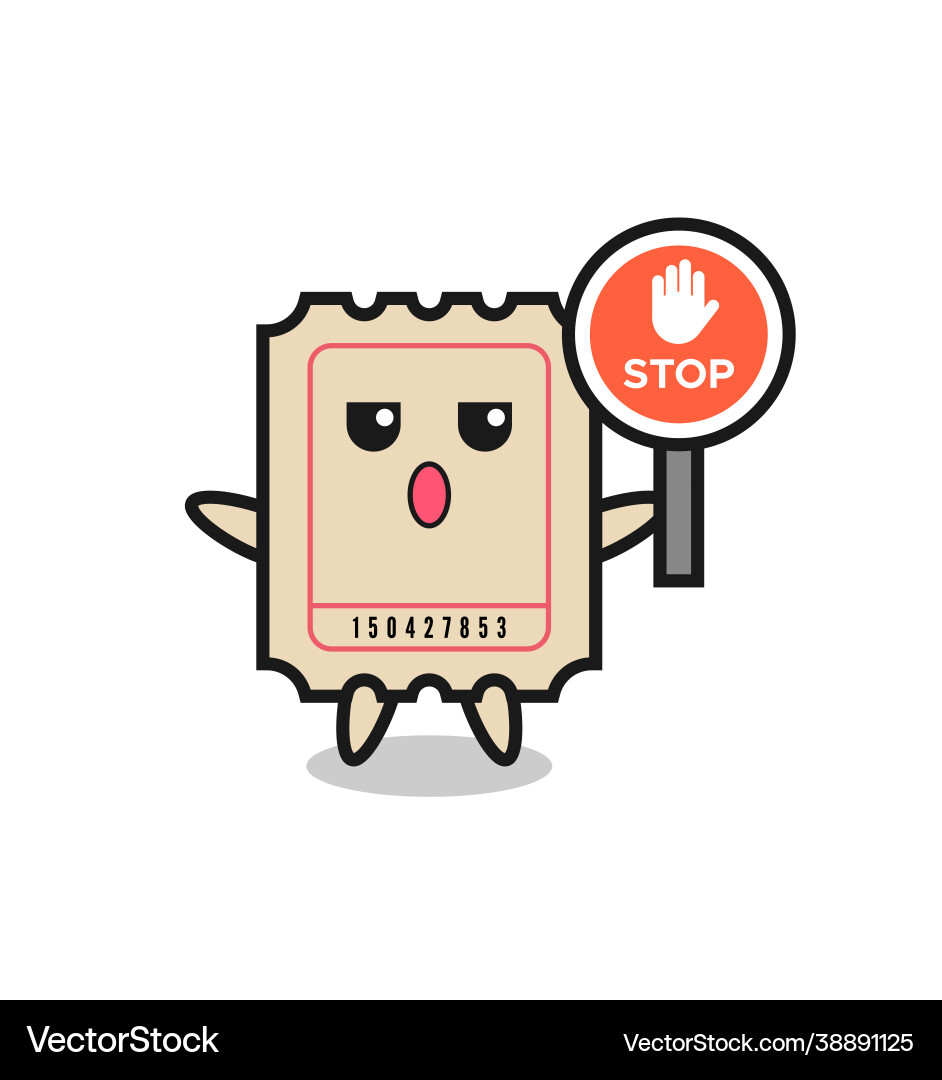 Ticket character holding a stop sign Royalty Free Vector