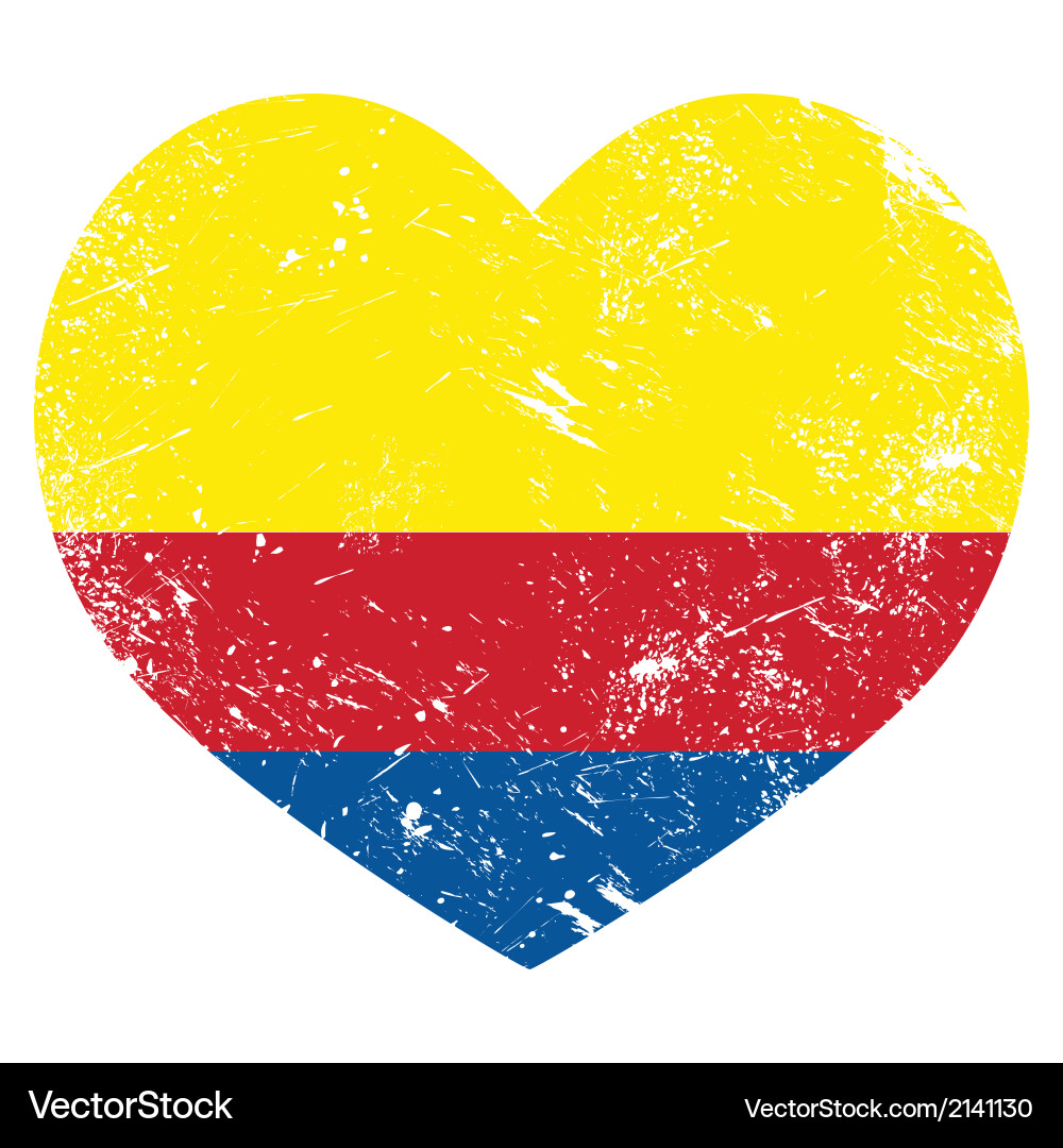 Columbia retro heart shaped flag Royalty Free Vector Image