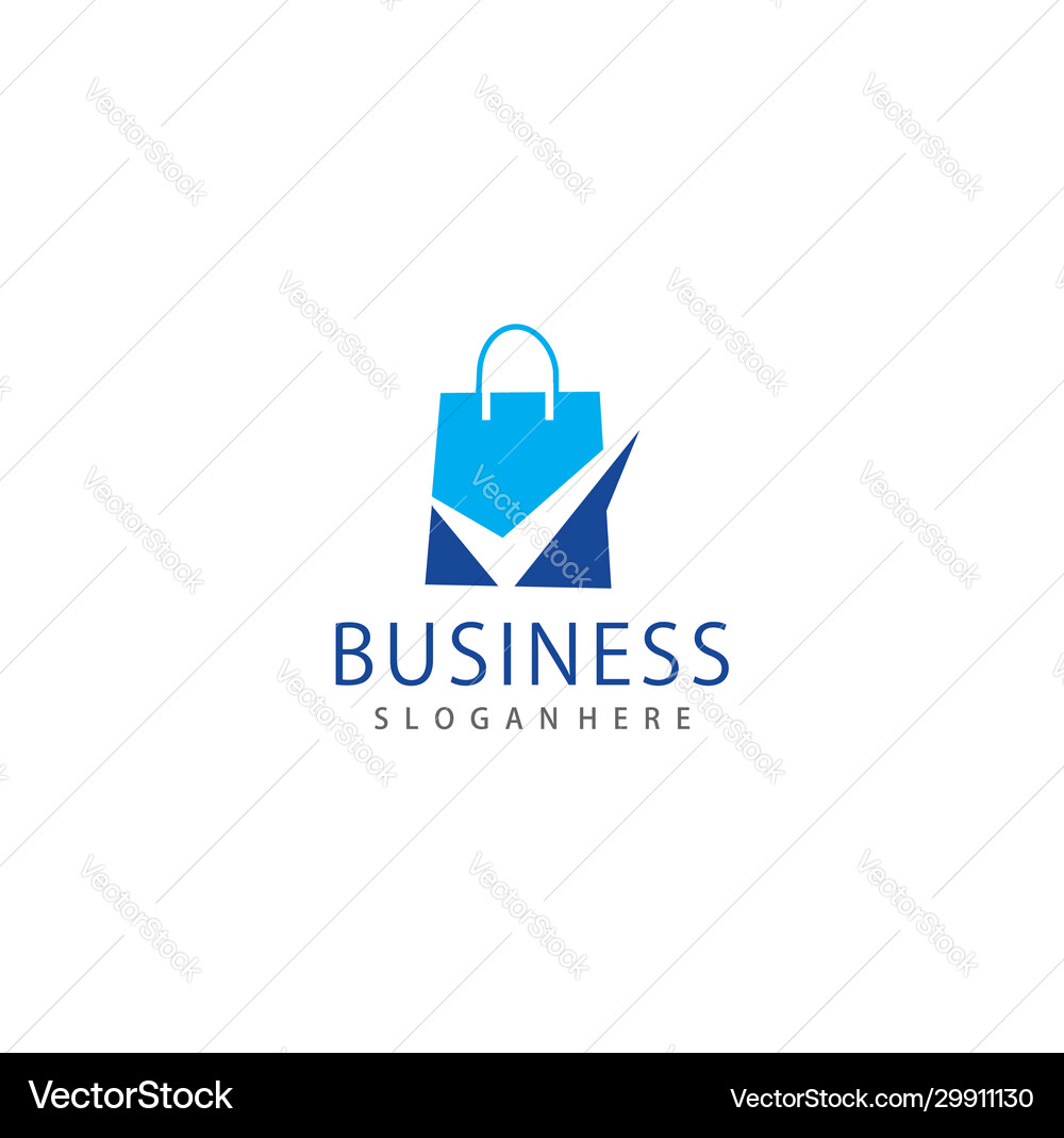 Creative shop bag check logo design symbol Vector Image
