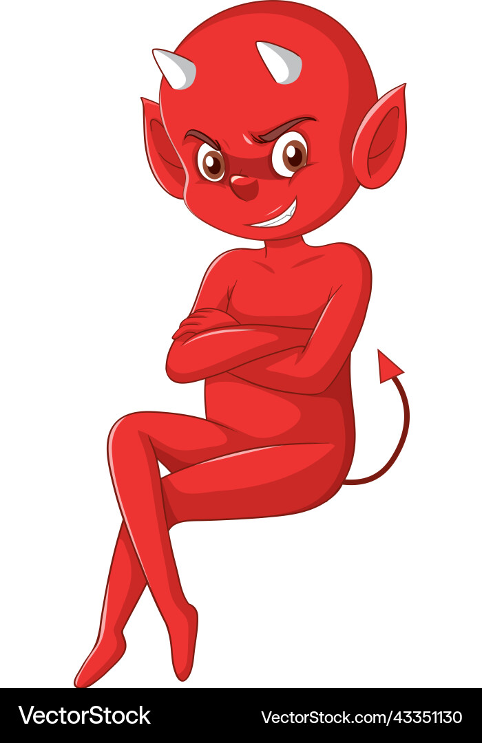 Devil cartoon character on white background Vector Image