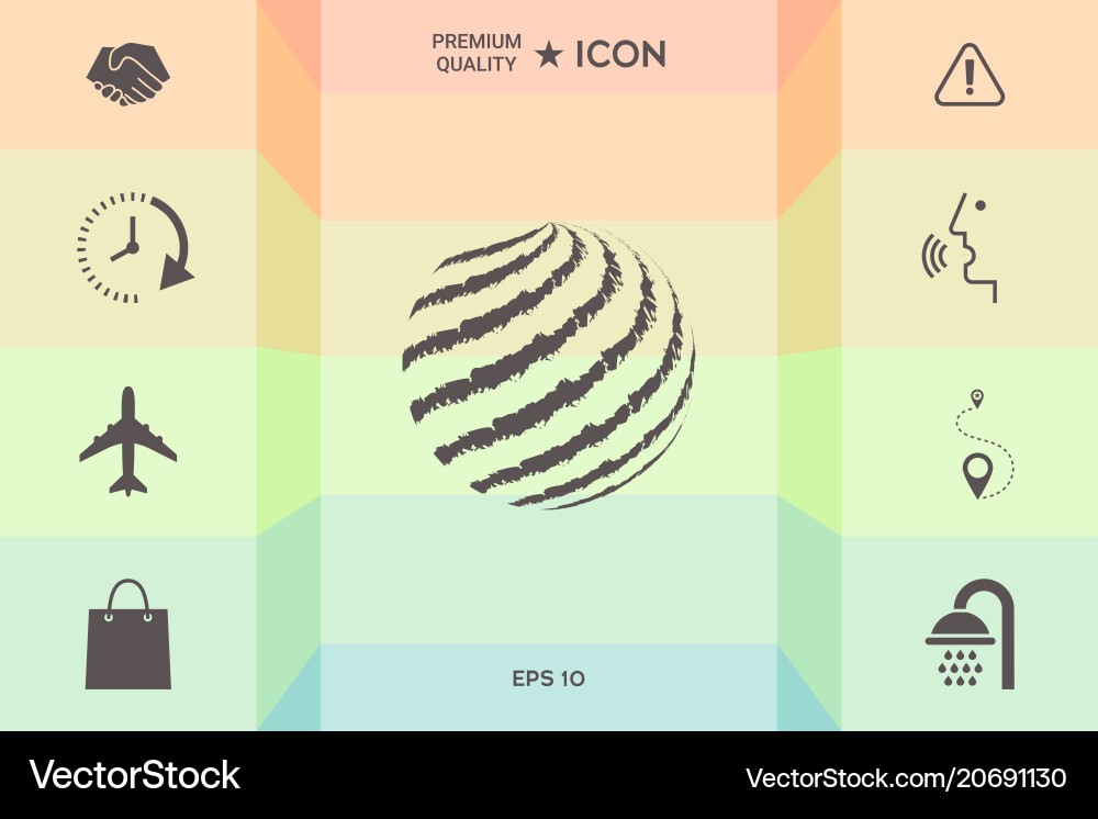 Earth logo design with textured stripes Royalty Free Vector