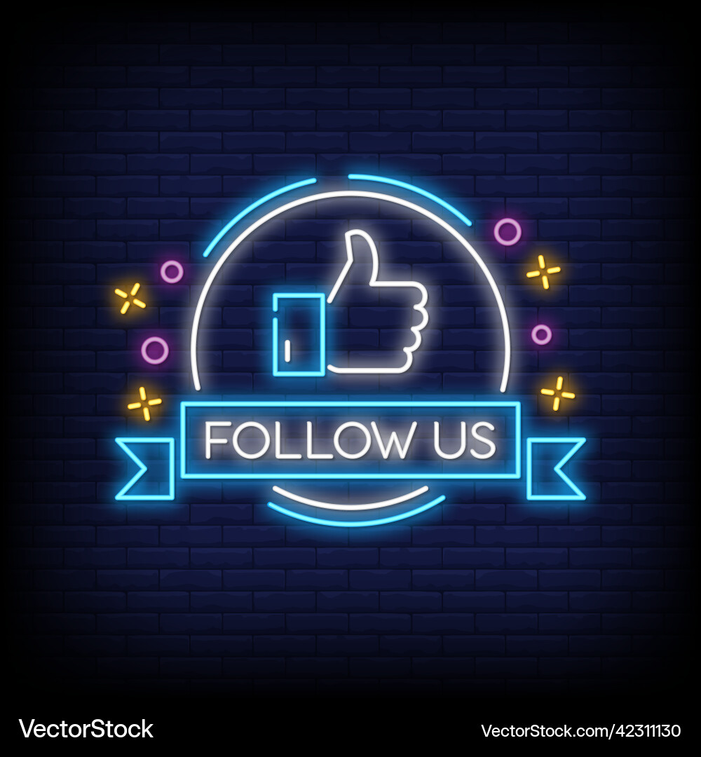 Follow us neon signs style text Royalty Free Vector Image