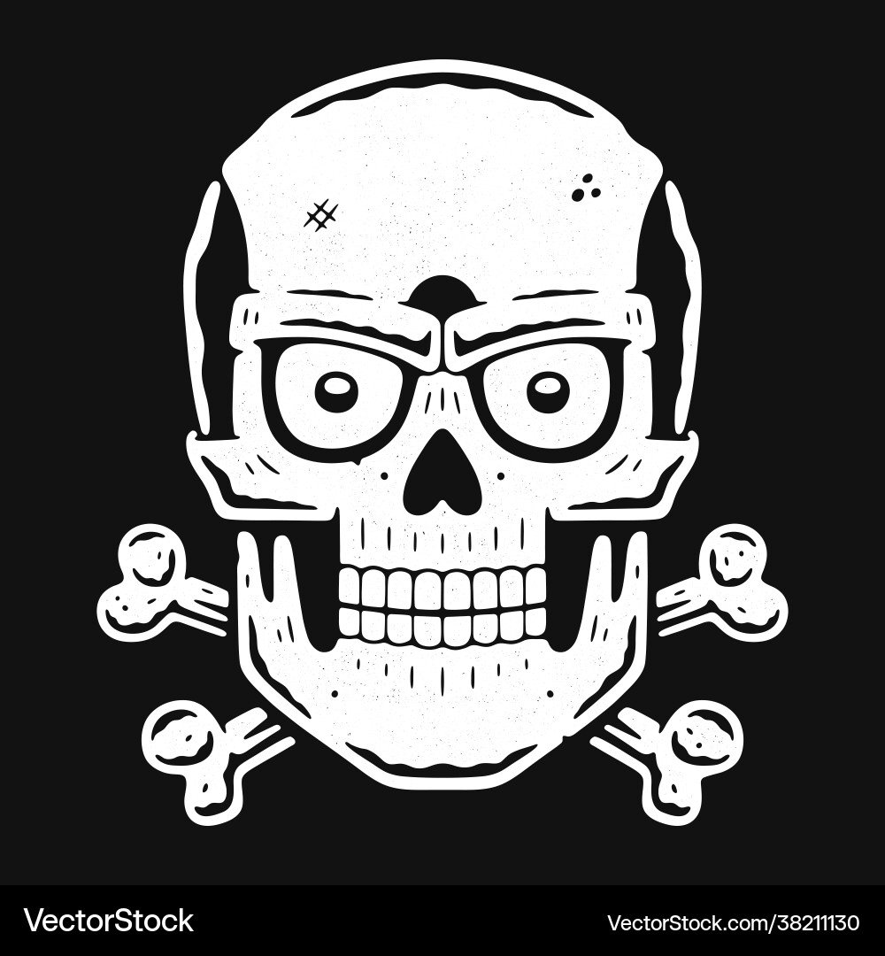 Funny skull modern logo retro dude Royalty Free Vector Image