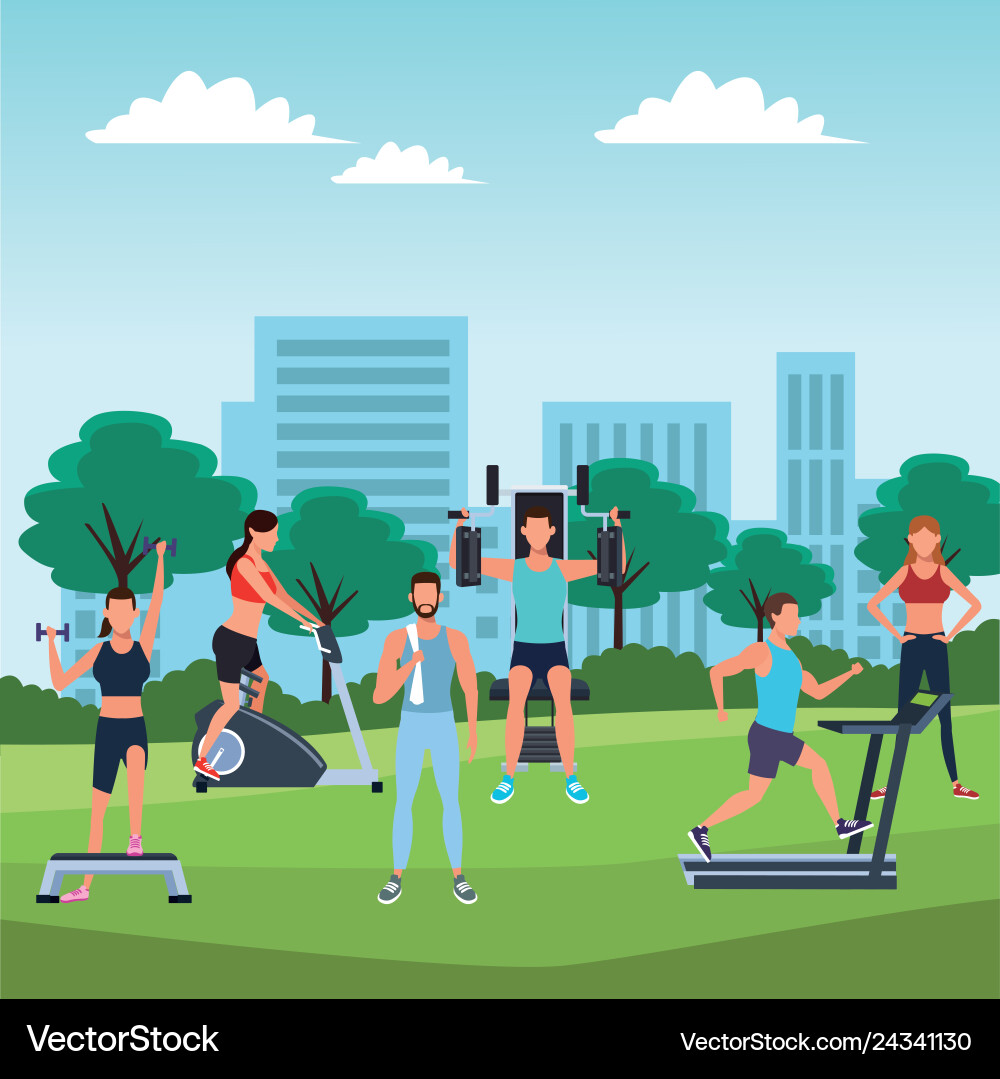 Group of people working out Royalty Free Vector Image