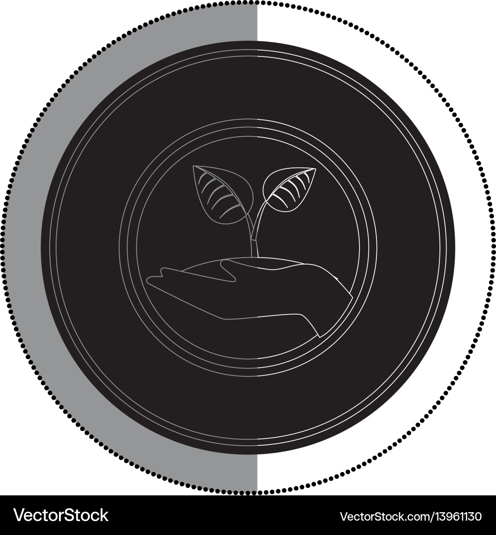 Hand human with leafs plant isolated icon Vector Image