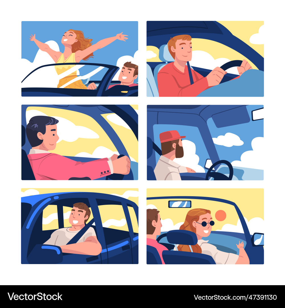 People character driving car sitting on driver Vector Image
