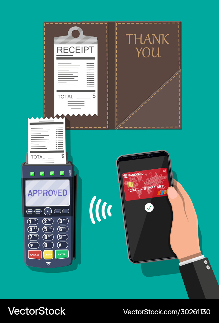 Pos terminal and smartphone payment transaction Vector Image