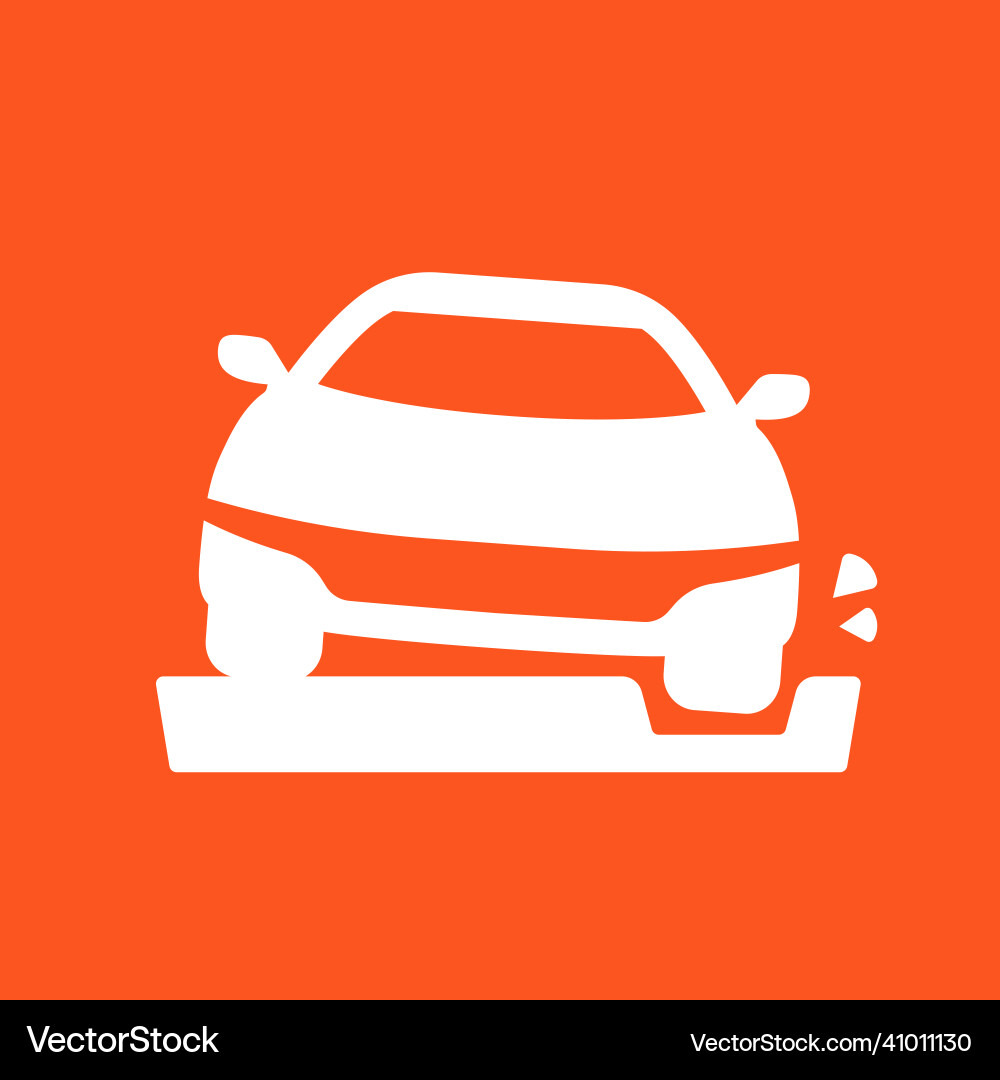 Pothole icon with a car and road Royalty Free Vector Image