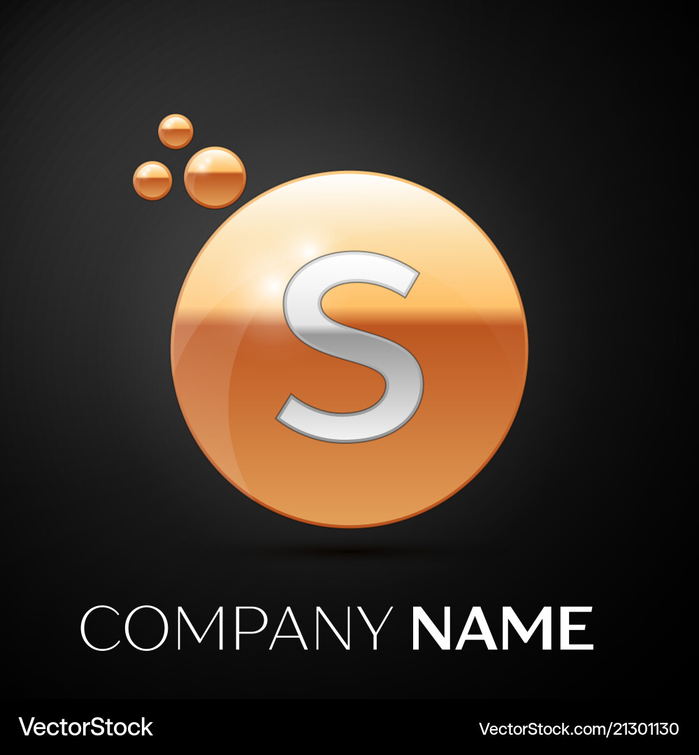 Silver letter s logo gold dots splash and bubble Vector Image