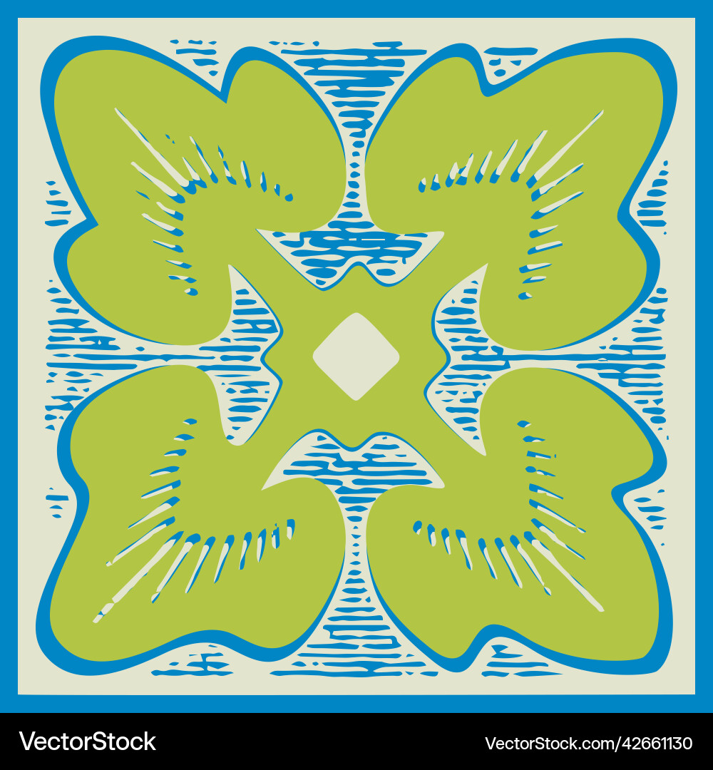 Simple floral ornament rosette in a square Vector Image