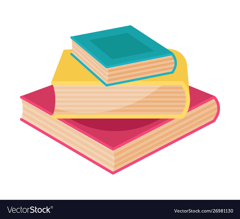 Stack three books different sizes Royalty Free Vector Image